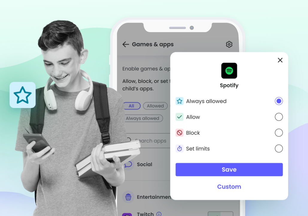 Customize your child’s app rules with Always allowed | Qustodio